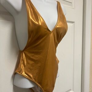 Missguided | Swim | Missguided Bronze Ultimate Plunge One Piece ...
